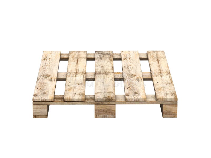 Wooden Pallet Isolated on White Front View without Shadow 3D Stock ...