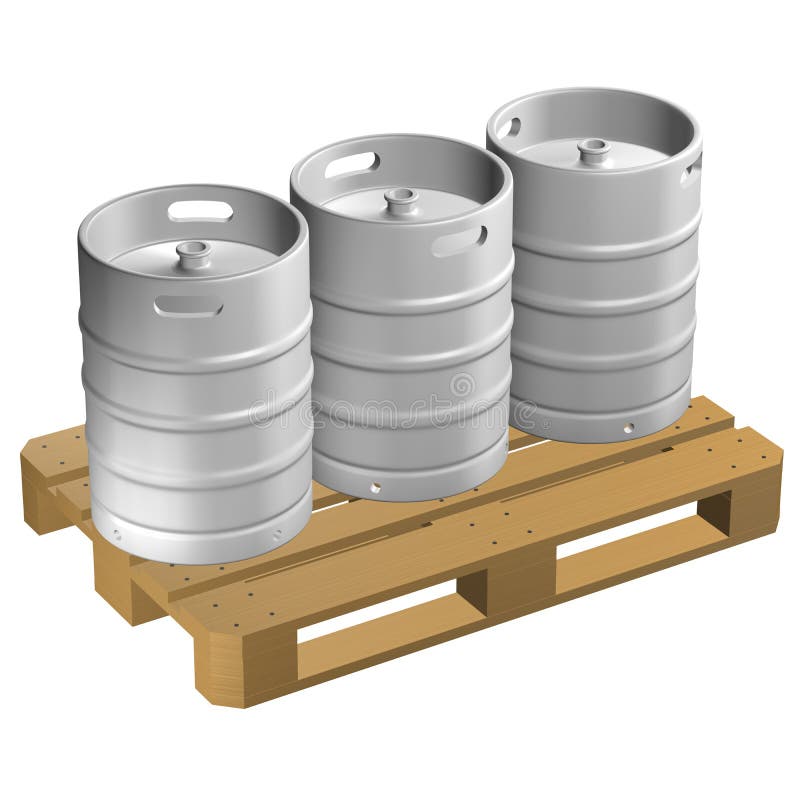 Wooden Pallet with Kegs, on White Background. Stock Illustration ...