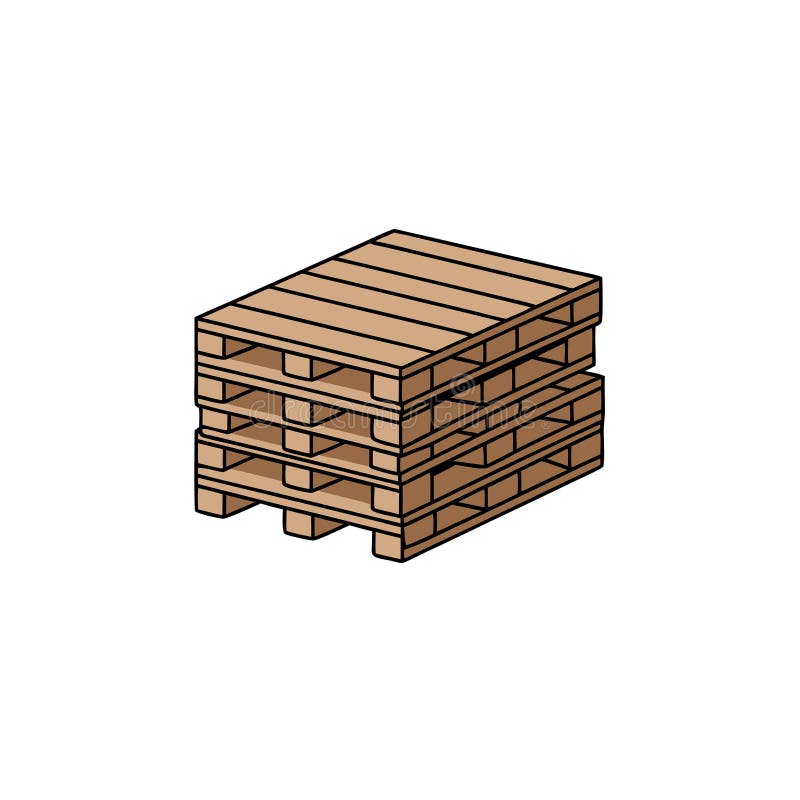 Wooden Pallet Stack Vector Illustration for Supply Chain and Logistics ...