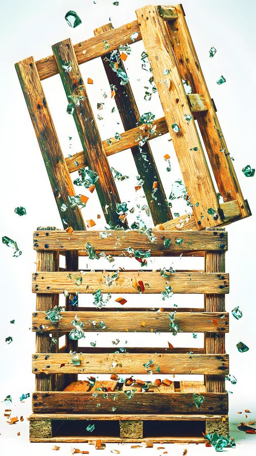Wooden Pallets Amidst Colorful Debris Explosion Stock Illustration ...