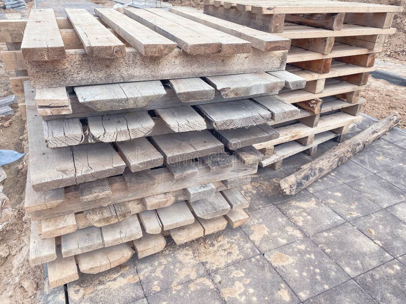 Wooden Pallets at the Construction Site. Natural Material for Carrying ...