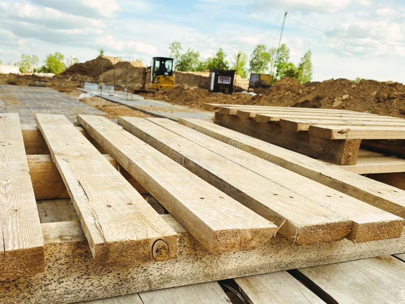 Wooden Pallets at the Construction Site. Natural Material for Carrying ...