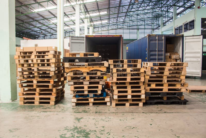 The Wooden Pallets, Pallets Ready for Use Stock Image - Image of cargo ...