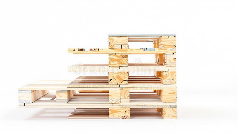 Wooden Pallets Stacked in a Symmetrical Pattern on White Background ...