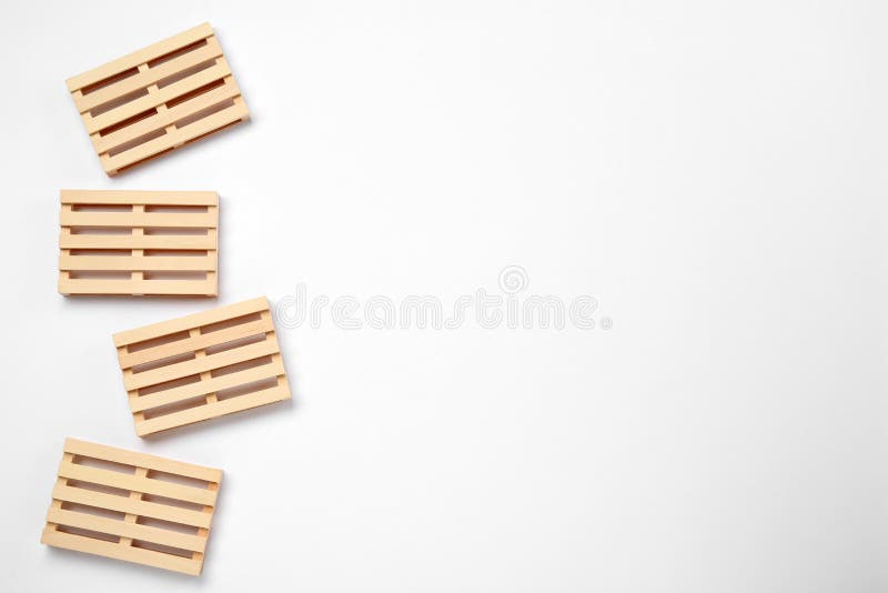 Wooden Pallets on White Background, Top View Stock Image - Image of ...