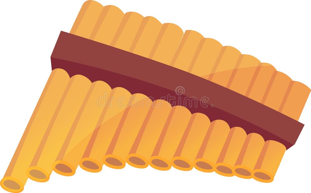 The Wooden Pan Flute Features an Array of Brightly Colored Yellow Tubes ...