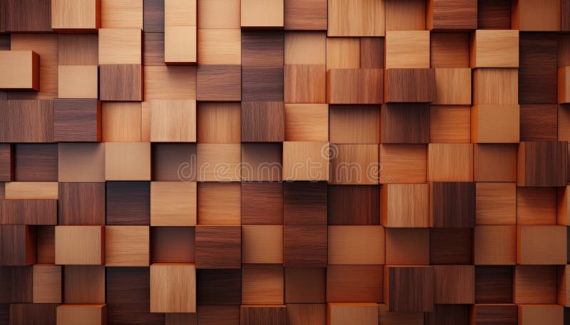 Wooden Panel Minimalistic Cubes Pattern Background. Stock Illustration ...