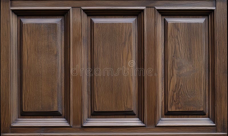 Wooden Paneling with Rich Brown Finish, Featuring Three Rectangular ...