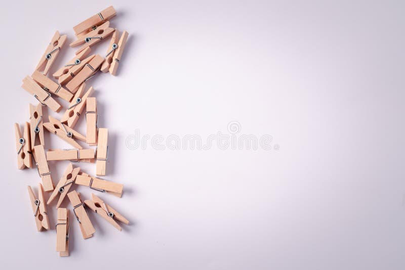 Wooden Paper Clip on White Background. Copy Space Stock Photo - Image ...