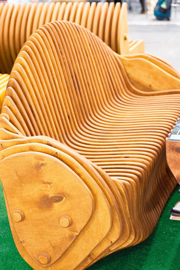 Wooden Parametric Furniture. Parametric Bench Sofa Stock Image - Image ...