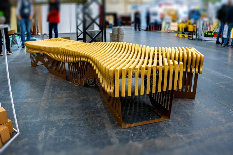 Wooden Parametric Furniture. Parametric Bench Sofa Editorial Photo ...