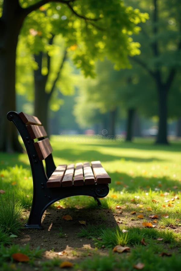 Wooden Park Bench, Empty, Bathed in Summer Sunlight, Bench, Relaxation ...