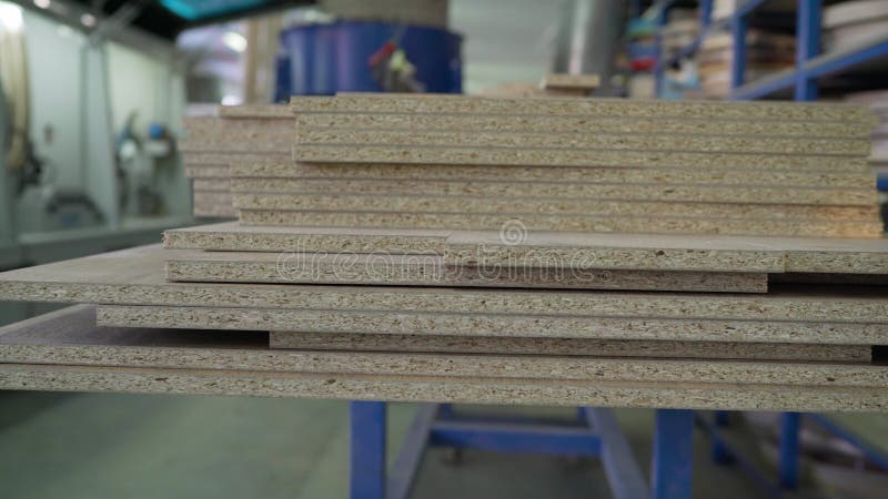 Wooden Parts or Panels. a Stack of Wood Sheets for Furniture Production ...