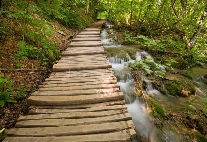 Beautiful View of Waterfalls with Turquoise Water and Wooden Pathway ...