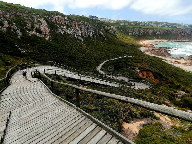 Wooden Path Going Down the Mosselbay Hiking Trails Stock Image - Image ...