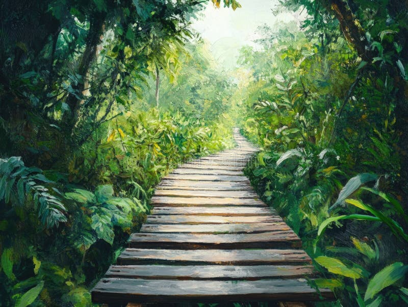 Wooden Path in Jungle stock image. Image of environment - 376895167