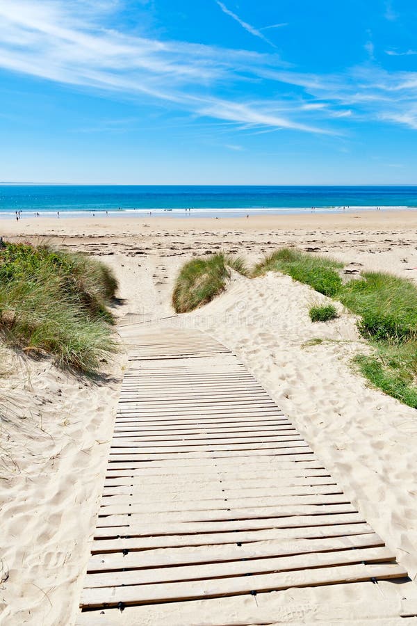 Wooden Path Over Dunes at a Beach Stock Photo - Image of tranquil, dune ...