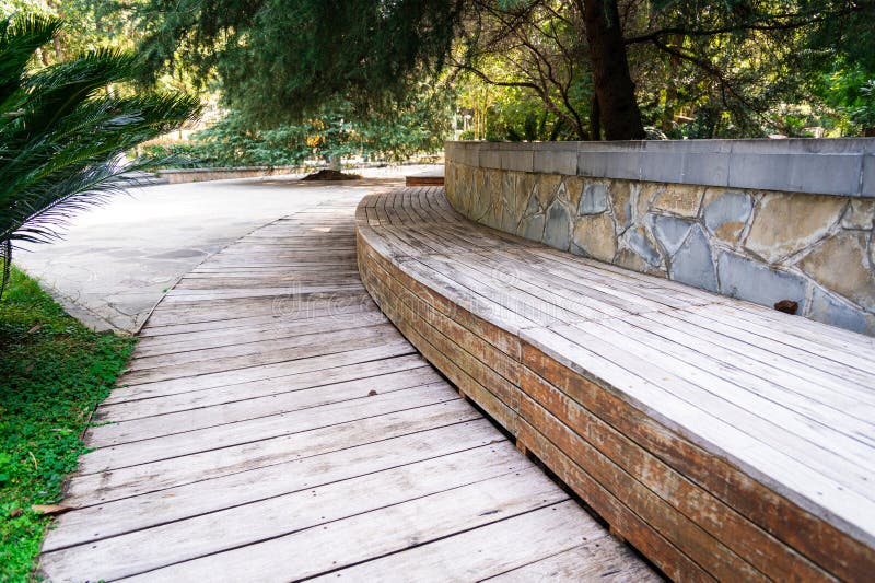 Wooden path in the park stock image. Image of trail - 299856893