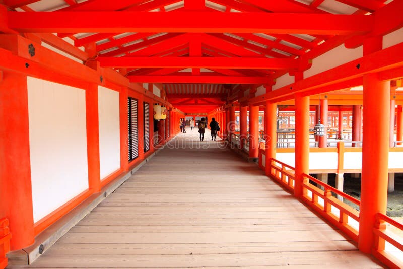 Wooden path in red shrine stock photo. Image of miyajima - 39289308