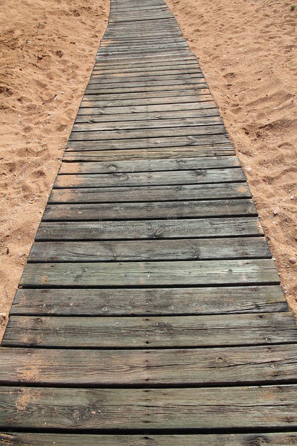 Wooden path in sand stock image. Image of coastline, concept - 60223651