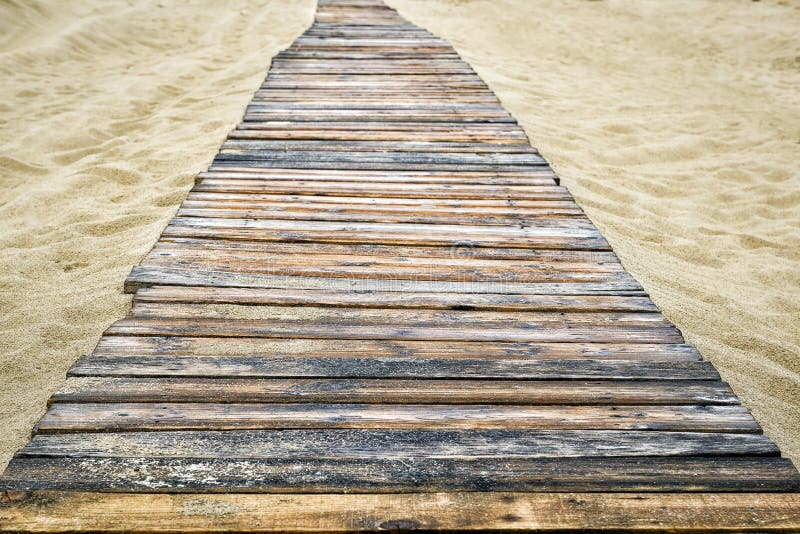 Wooden Pathway on a Sandy Beach in Summer Stock Photo - Image of rough ...