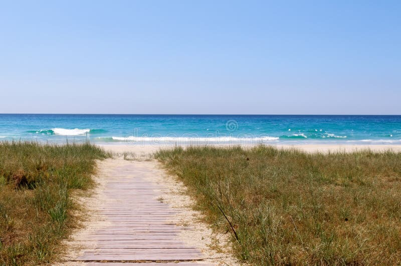 Wooden Pathway or Boardwalk on the Beach Leading To a the Sea Stock ...