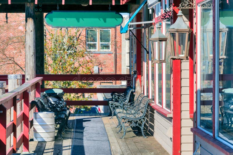 Pathway Deck with Benches in Front of the Office Entrance Stock Image ...