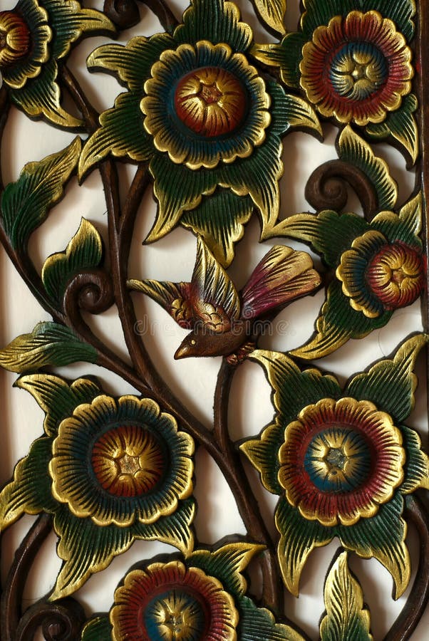 Pattern of Rose Carved on Wood Stock Photo - Image of craftsmanship ...