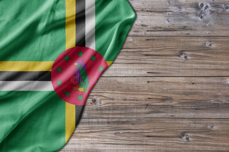 Wooden Pattern Old Nature Table Board with Dominica Flag Stock Photo ...