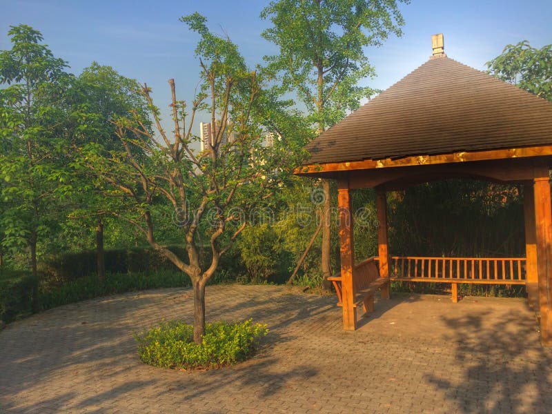 Wooden pavilion stock photo. Image of pavilion, wooden - 52728996