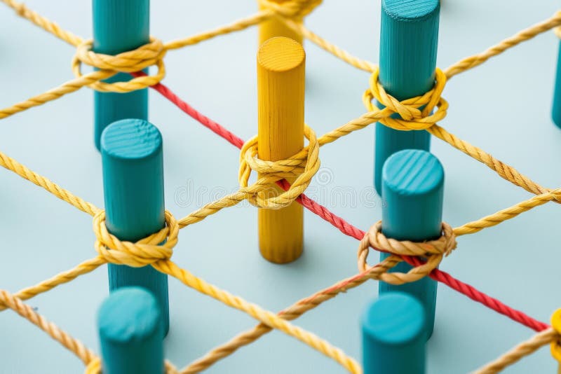 A Wooden Peg Connected with String. Communication, Technology, Network ...