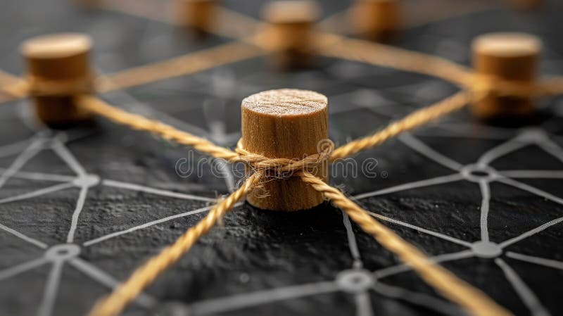 Wooden Peg Tied with String Symbolizes Connectivity and Communication ...