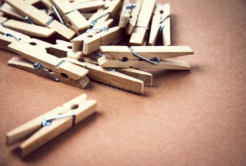 Wooden Pegs for Clothes on Brown Paper Stock Image - Image of design ...