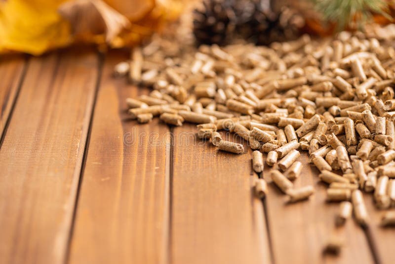Wooden Pellets on Wooden Table Stock Image - Image of burn, ecology ...