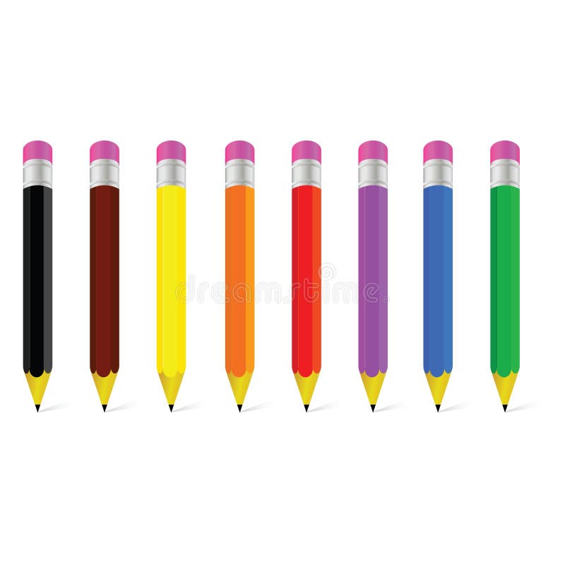 Wooden Color Pencil Illustration Vector Stock Vector - Illustration of ...