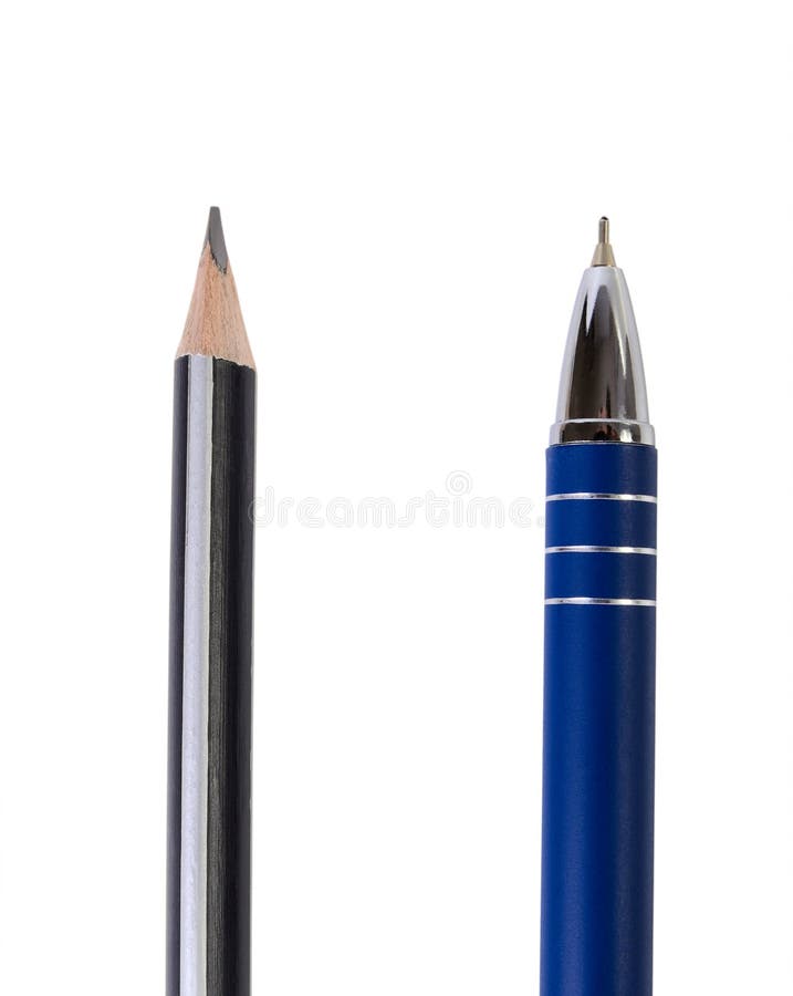 A Wooden Pencil and Ballpoint Pen Stock Photo - Image of closeup ...