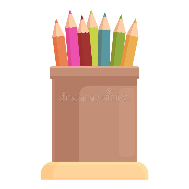 Wooden Pencil Stand Icon Cartoon Vector. Home Desk Design Stock Vector ...