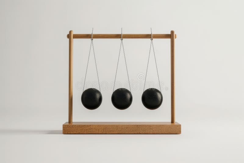 A Wooden Pendulum with Three Black Balls Hanging from it. Perfect for ...