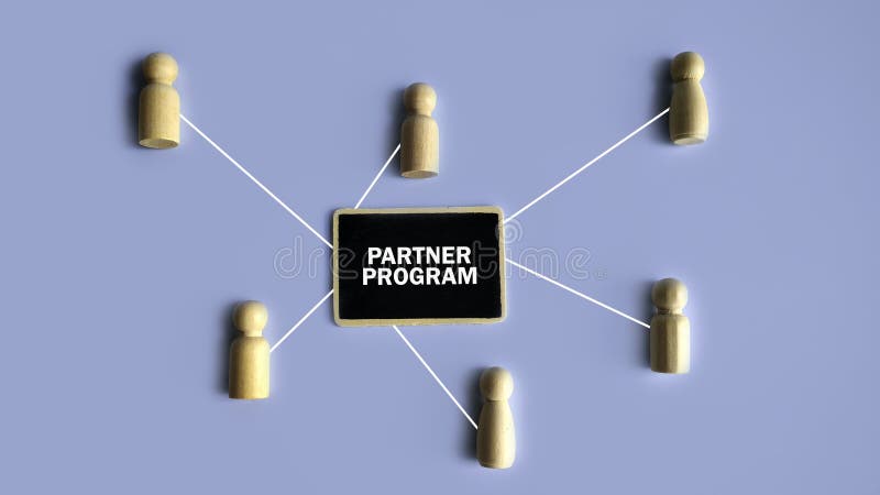 Wooden People Stand beside Sign Written with Partner Program Stock ...