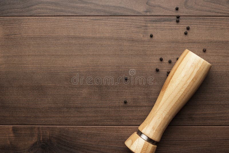 Wooden Pepper Mill on the Table Stock Image - Image of kitchenware ...