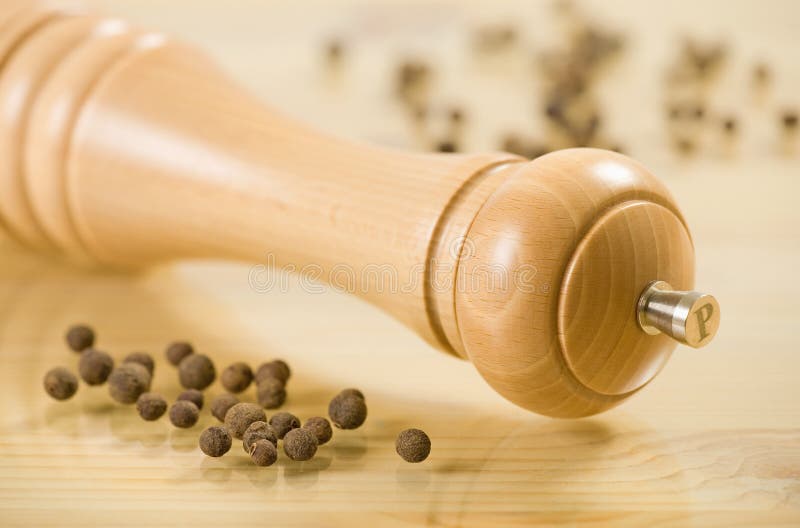 Wooden peppermill stock image. Image of dinner, meal, ground - 8823415