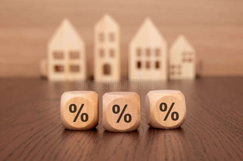 Wooden Percentage Blocks Featuring Houses in the Background for a ...
