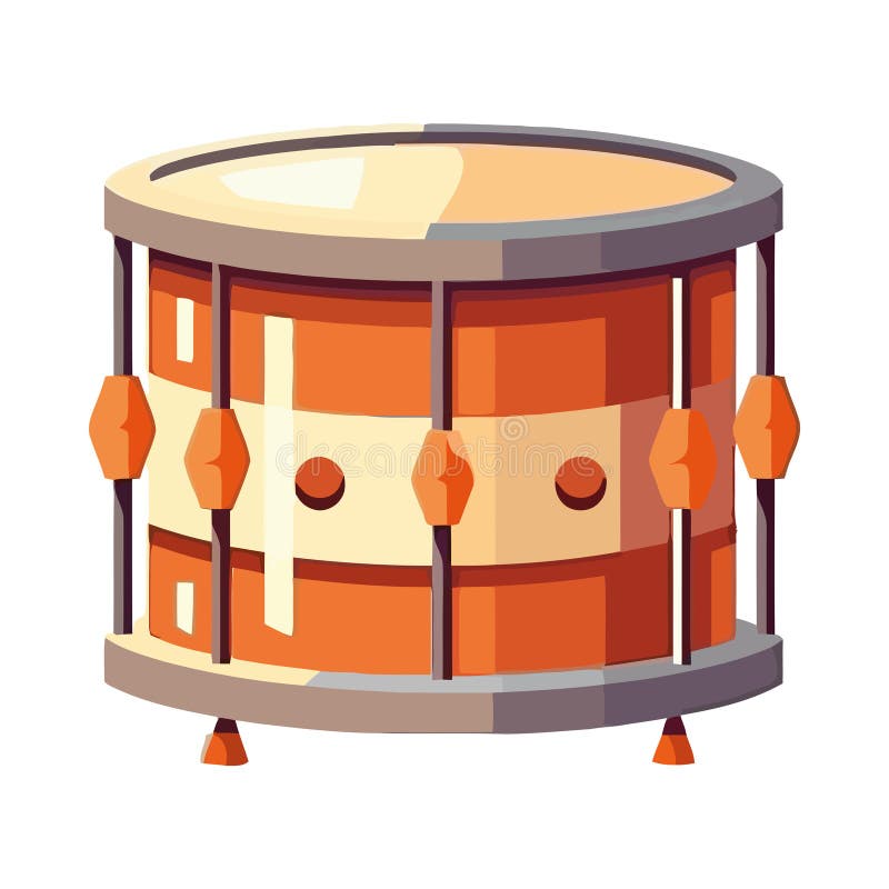 Wooden Percussion Instrument Drum on Yellow Backdrop Stock Vector ...