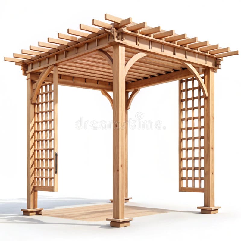 Wooden pergola stock vector. Illustration of landscape - 39070129