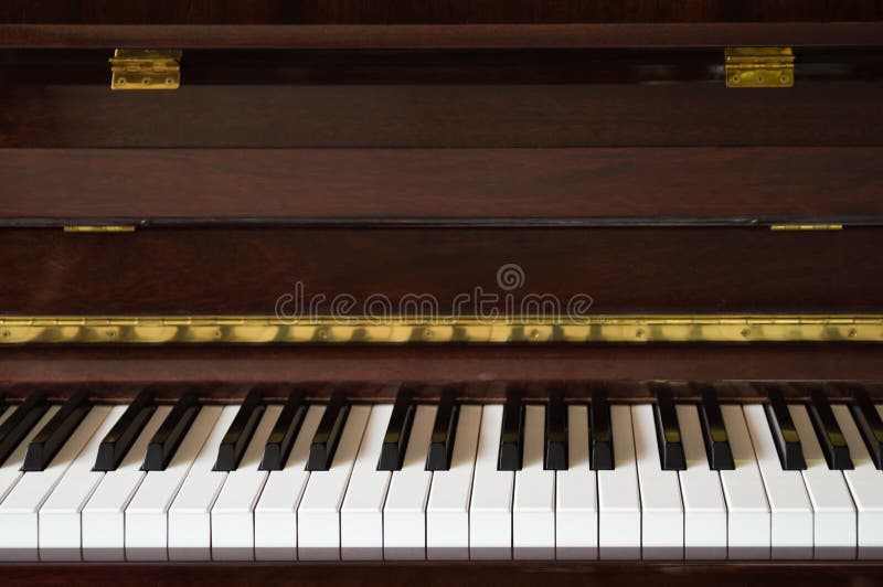 Wooden Piano Front View, Closeup Stock Image - Image of music, flat ...