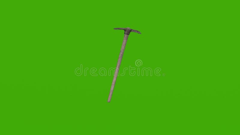 Wooden Pickaxe Rotating on Green Screen Stock Video - Video of pickax ...