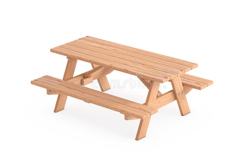 Wooden Picnic Table with Benches Top View. 3d Rendering Stock ...