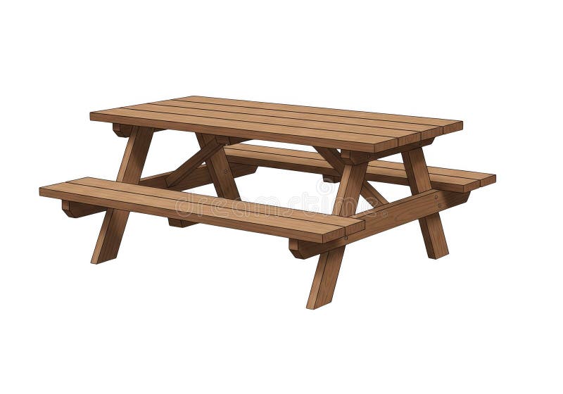 Wooden Picnic Table Set Isolated on Transparent Background Stock Image ...