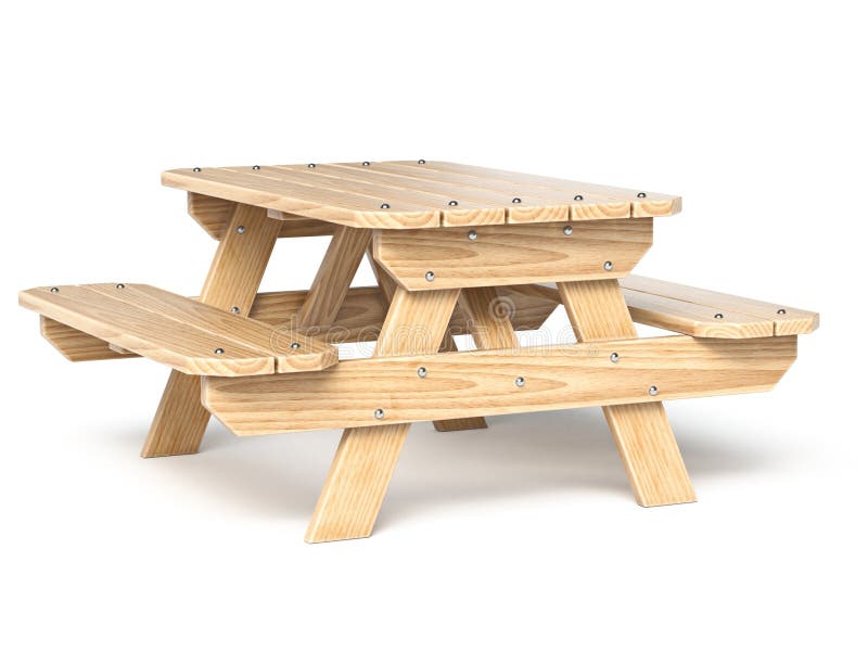 Wooden Picnic Table with Benches Top View. 3d Rendering Stock ...