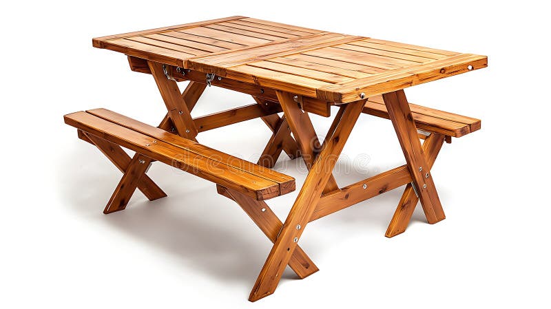 Wooden Picnic Table Two Benches Bench Middle Stock Photos - Free ...